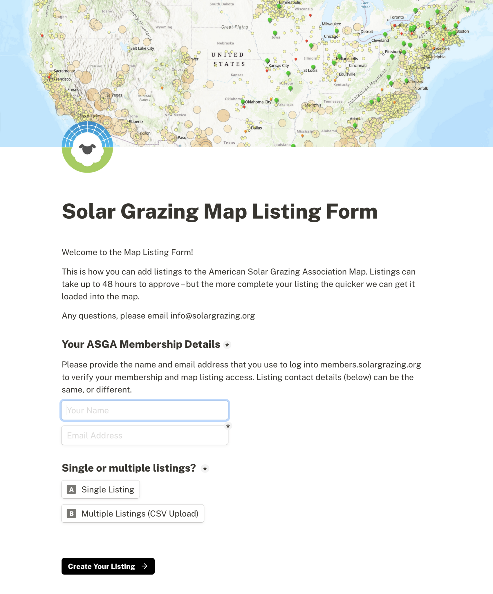 Solar Grazing Map - American Solar Grazing Association